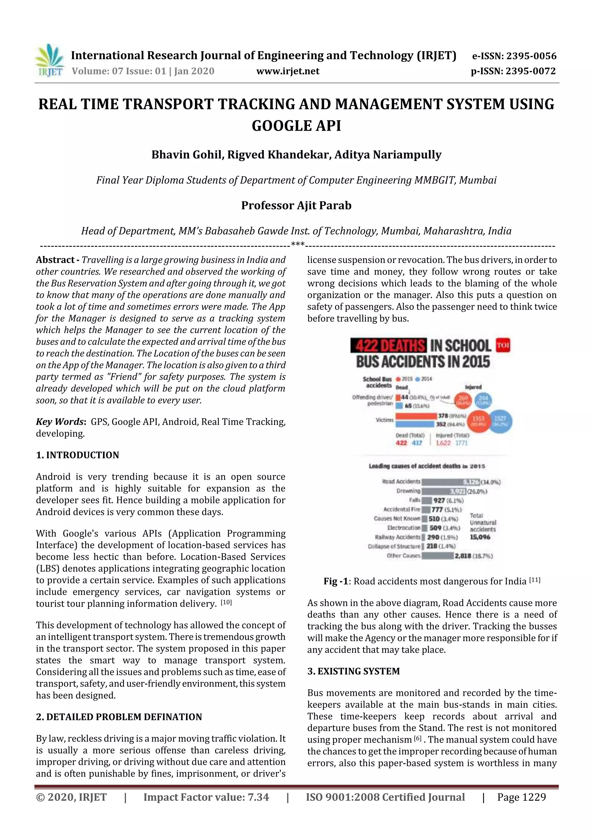 IRJET- Real Time Transport Tracking and Management System using Google API | PDF | Operating ...