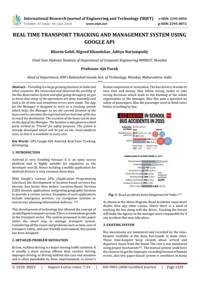 IRJET- Real Time Transport Tracking and Management System using Google API | PDF | Operating ...