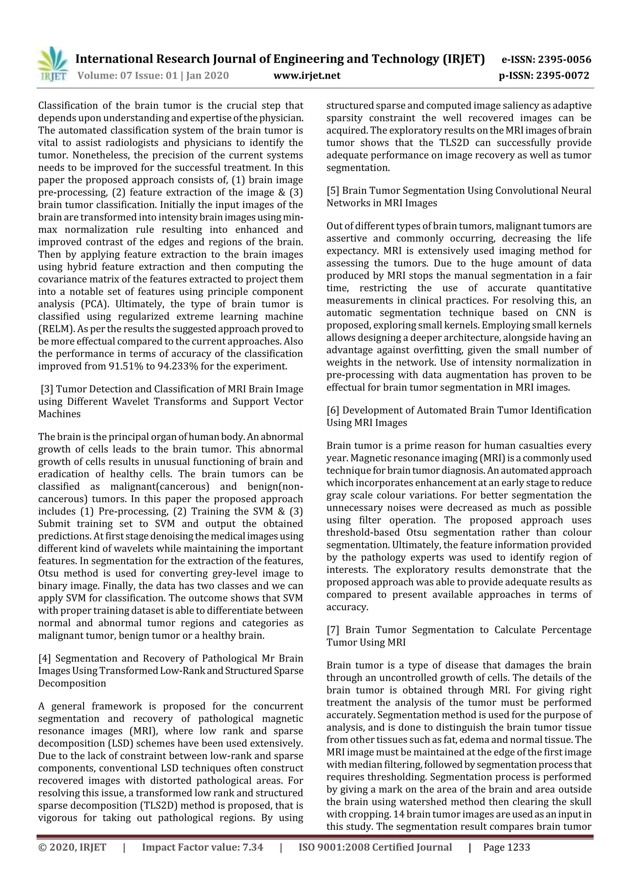 Irjet Brain Tumor Detection Using Convolutional Neural Network Pdf