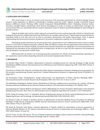 IRJET- Optimization of Plastic Injection Molding | PDF