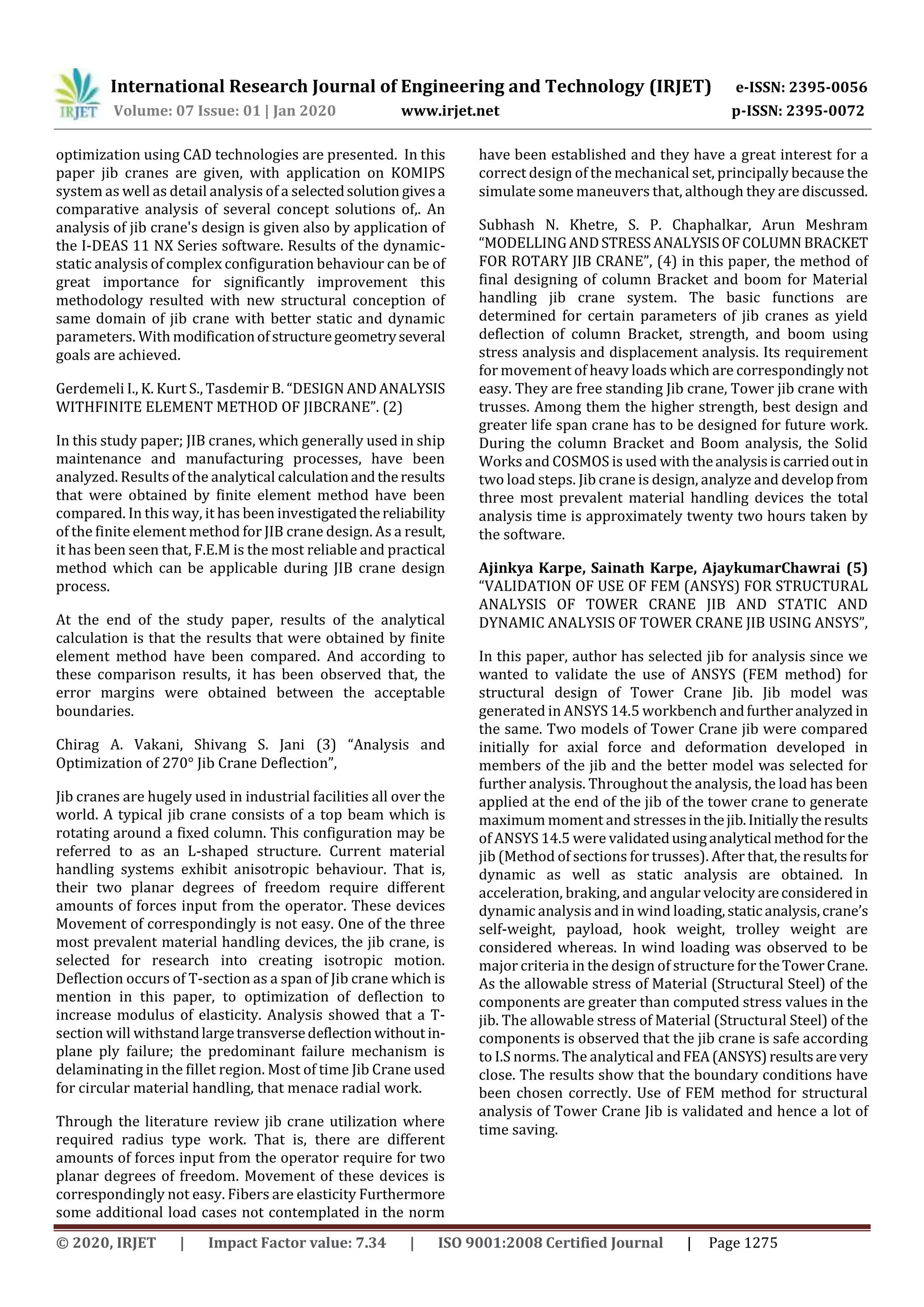 IRJET- Design and Optimization of Jib Crane Boom | PDF