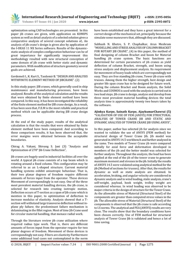 IRJET- Design and Optimization of Jib Crane Boom | PDF