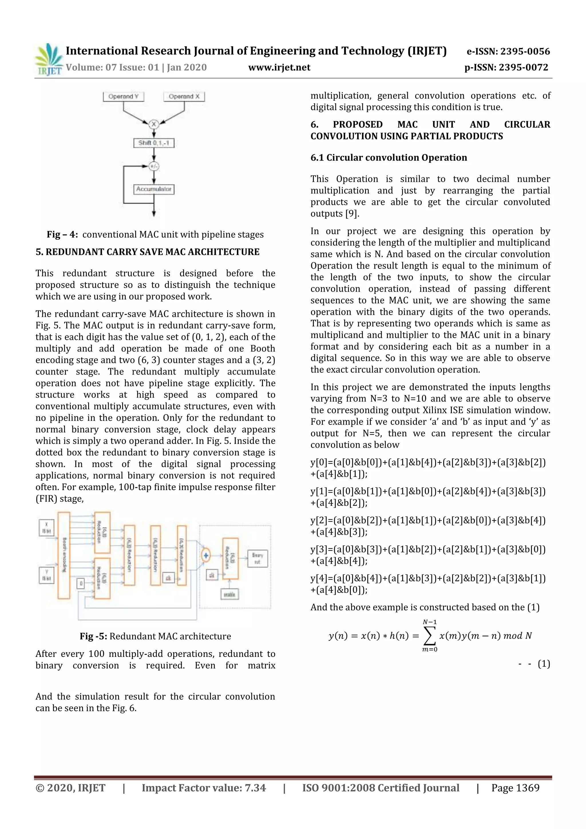 IRJET- MAC Unit by Efficient Grouping of Partial Products along with Circular Convolution ...