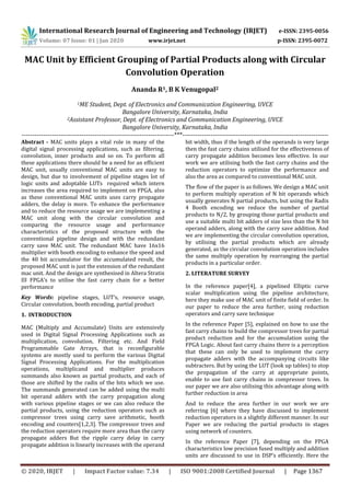 IRJET- MAC Unit by Efficient Grouping of Partial Products along with Circular Convolution ...