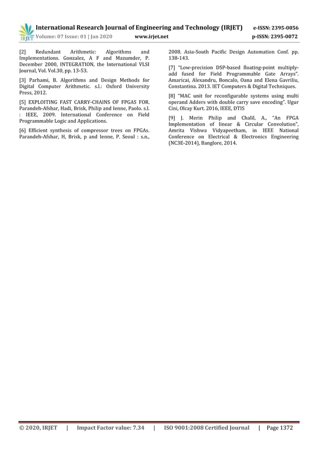 IRJET- MAC Unit by Efficient Grouping of Partial Products along with Circular Convolution ...