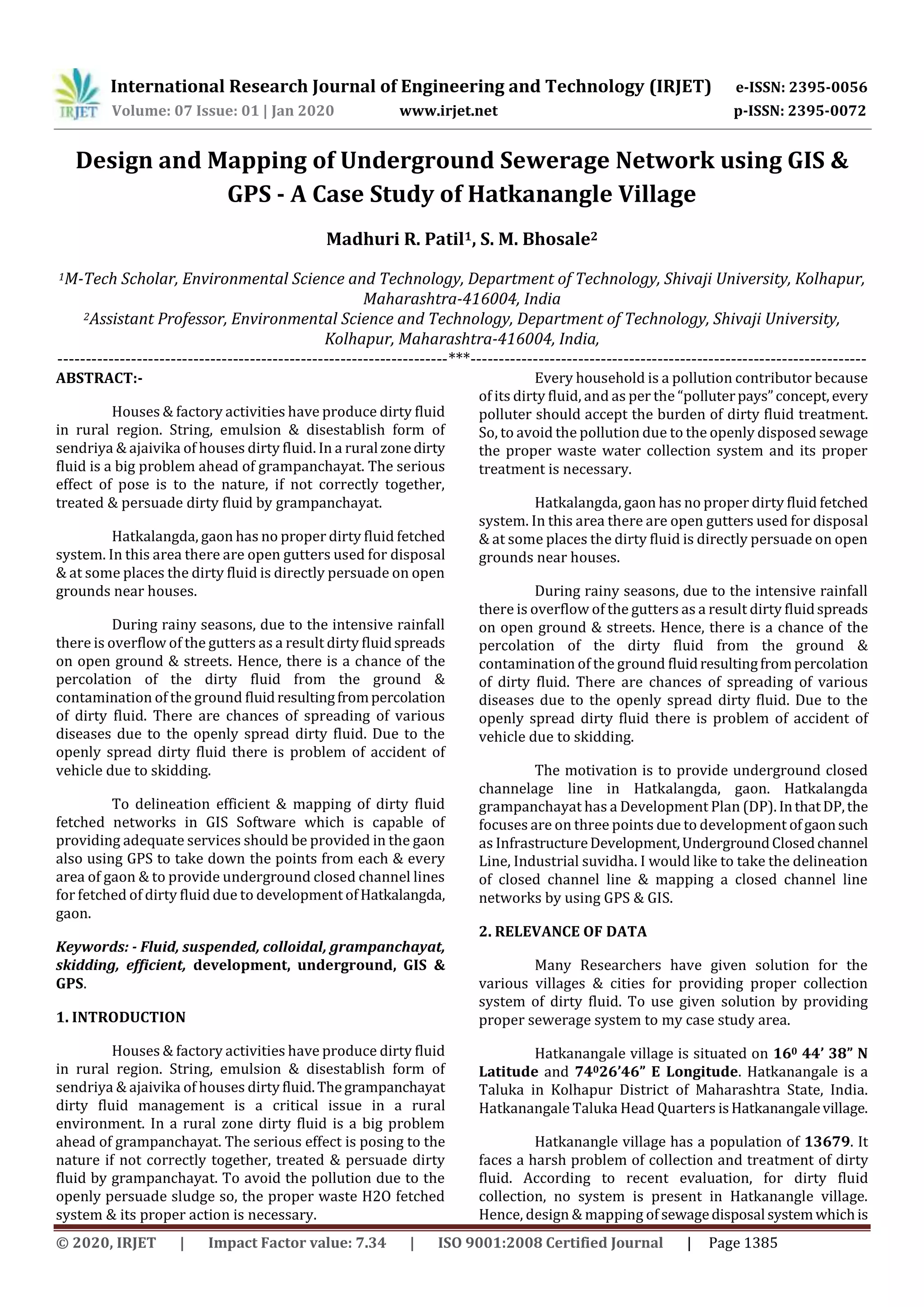 IRJET- Design and Mapping of Underground Sewerage Network using GIS ...