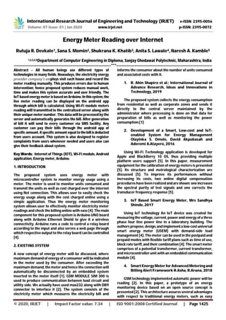 IRJET- Energy Meter Reading over Internet | PDF | Internet of Things ...