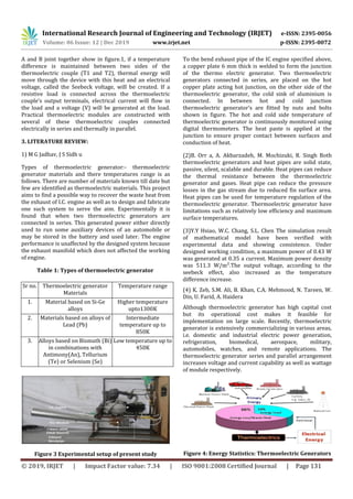 IRJET- Review on Electric Power Generation by use of IC Engine Exhaust ...