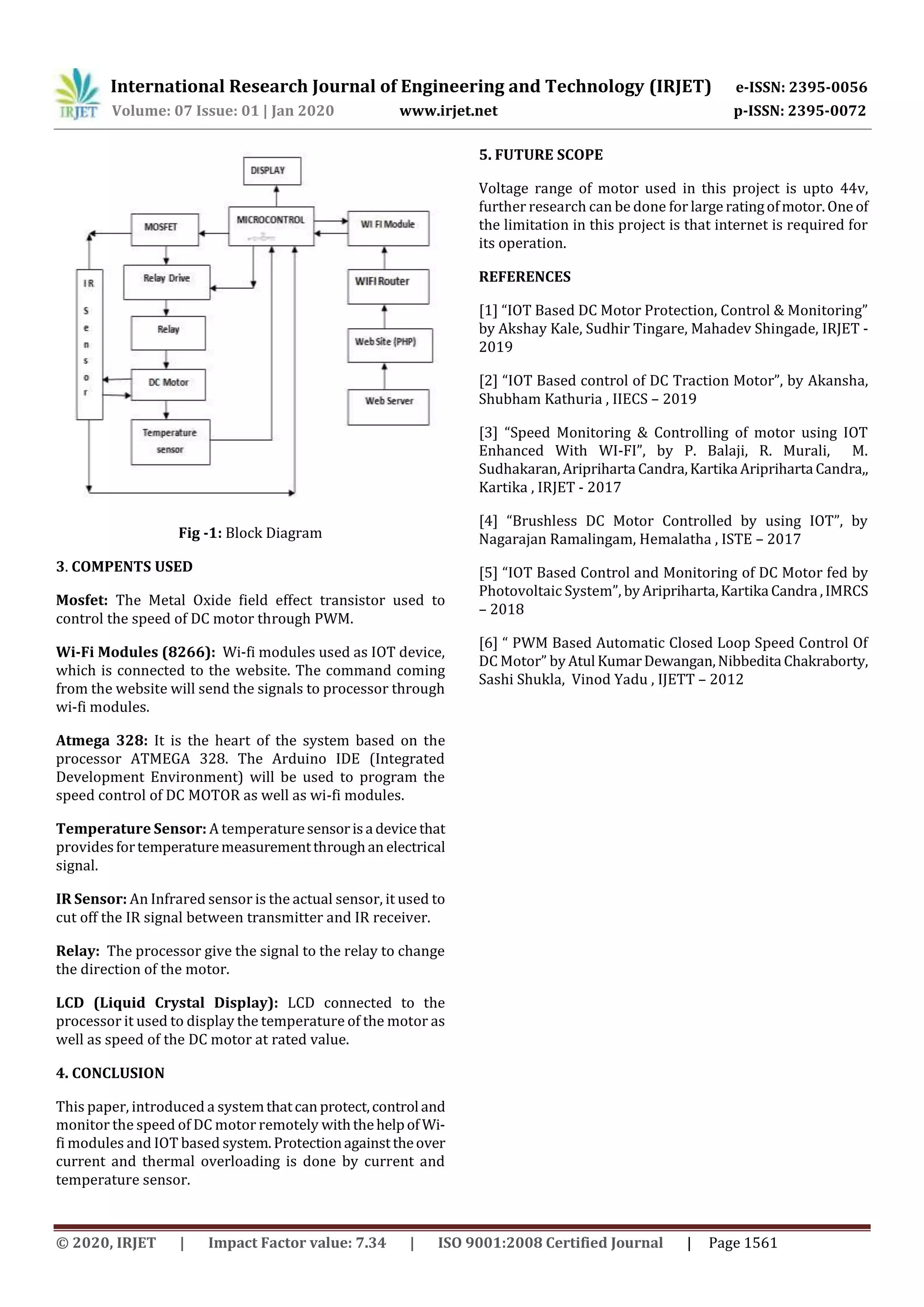 IRJET - Speed Control of DC Motor by using IoT | PDF