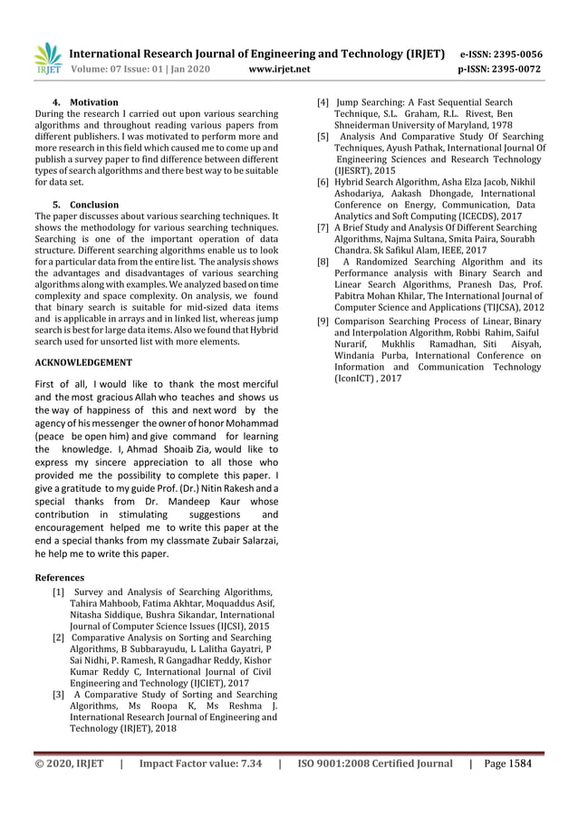 IRJET- A Survey on Different Searching Algorithms | PDF