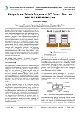IRJET- Comparison of Seismic Response of RCC Framed Structure with FPB & HDRB Isolators | PDF