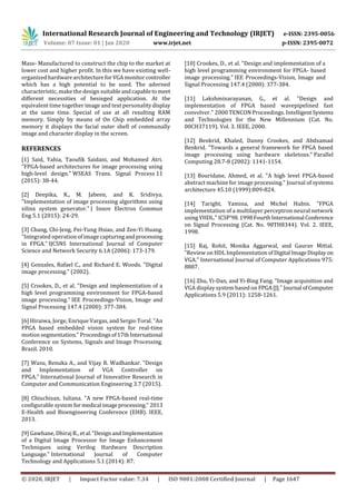 IRJET- A Review- FPGA based Architectures for Image Capturing Consequently Processing and ...