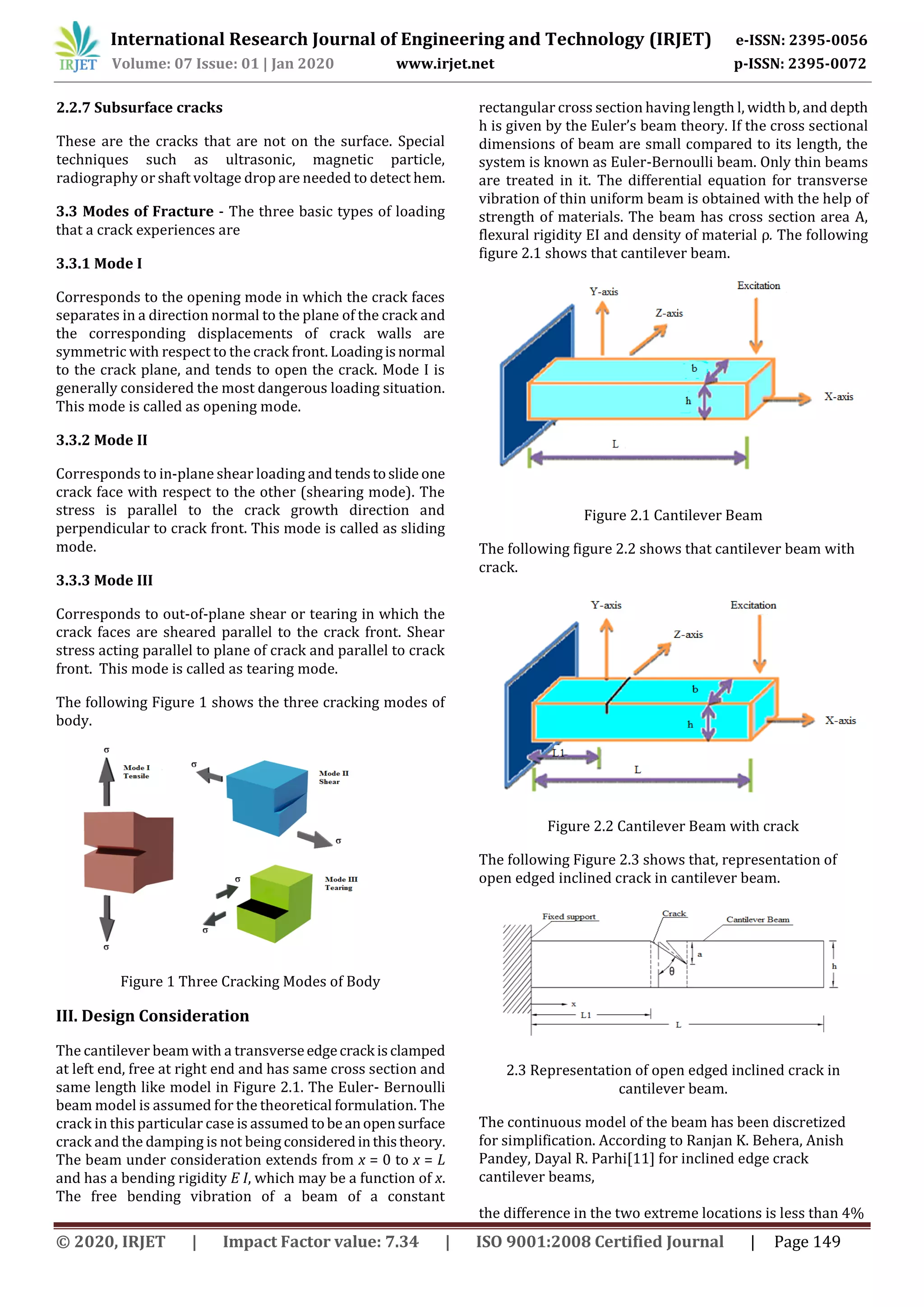 IRJET- Crack Detection of Cantilever Beam by using FEA | PDF