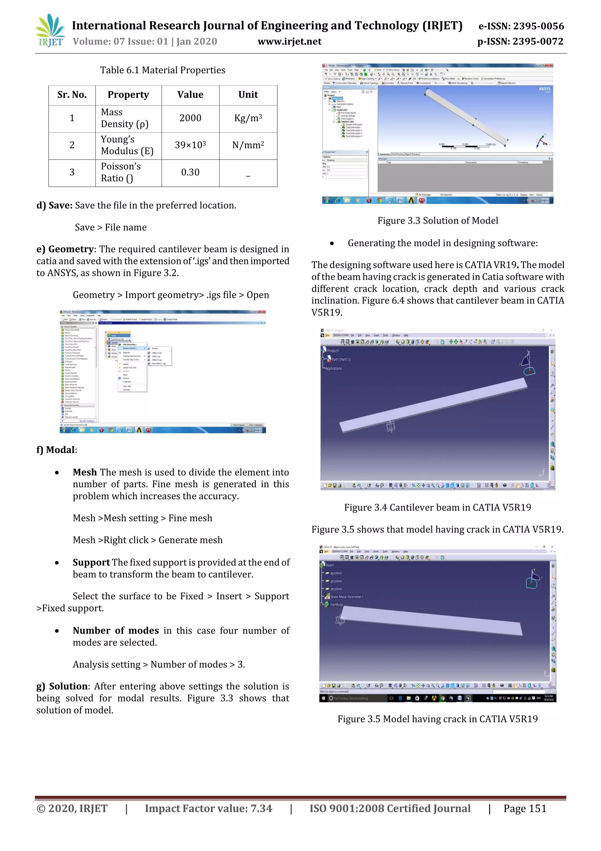 IRJET- Crack Detection of Cantilever Beam by using FEA | PDF