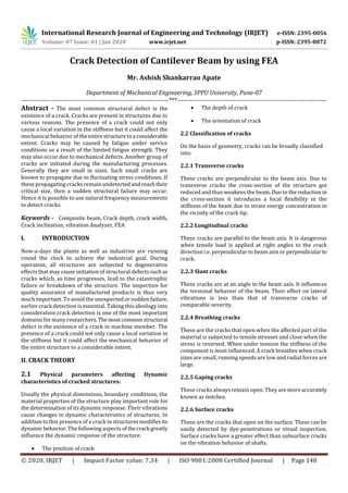 IRJET- Crack Detection of Cantilever Beam by using FEA | PDF