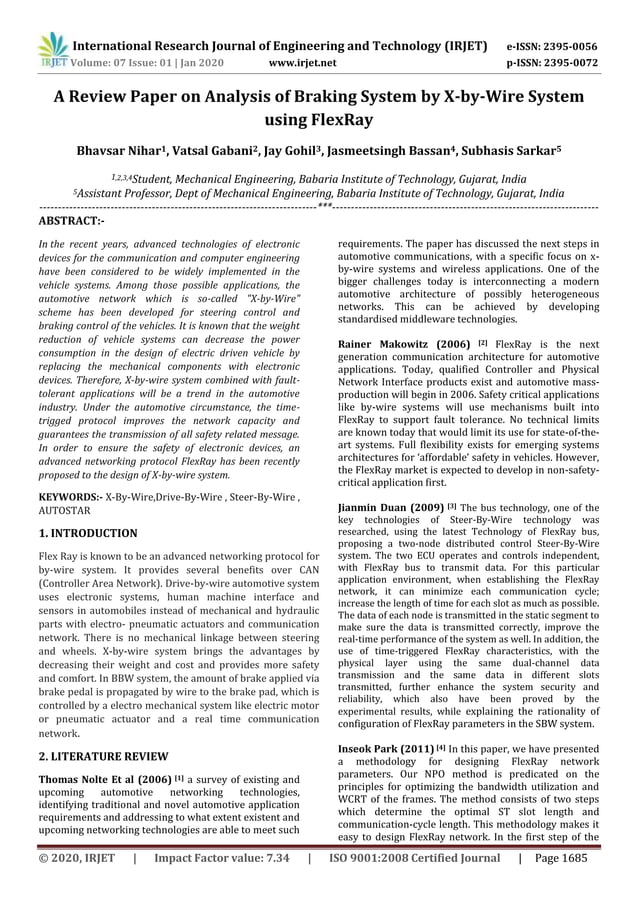 IRJET- A Review Paper on Analysis of Braking System by X-By-Wire System ...