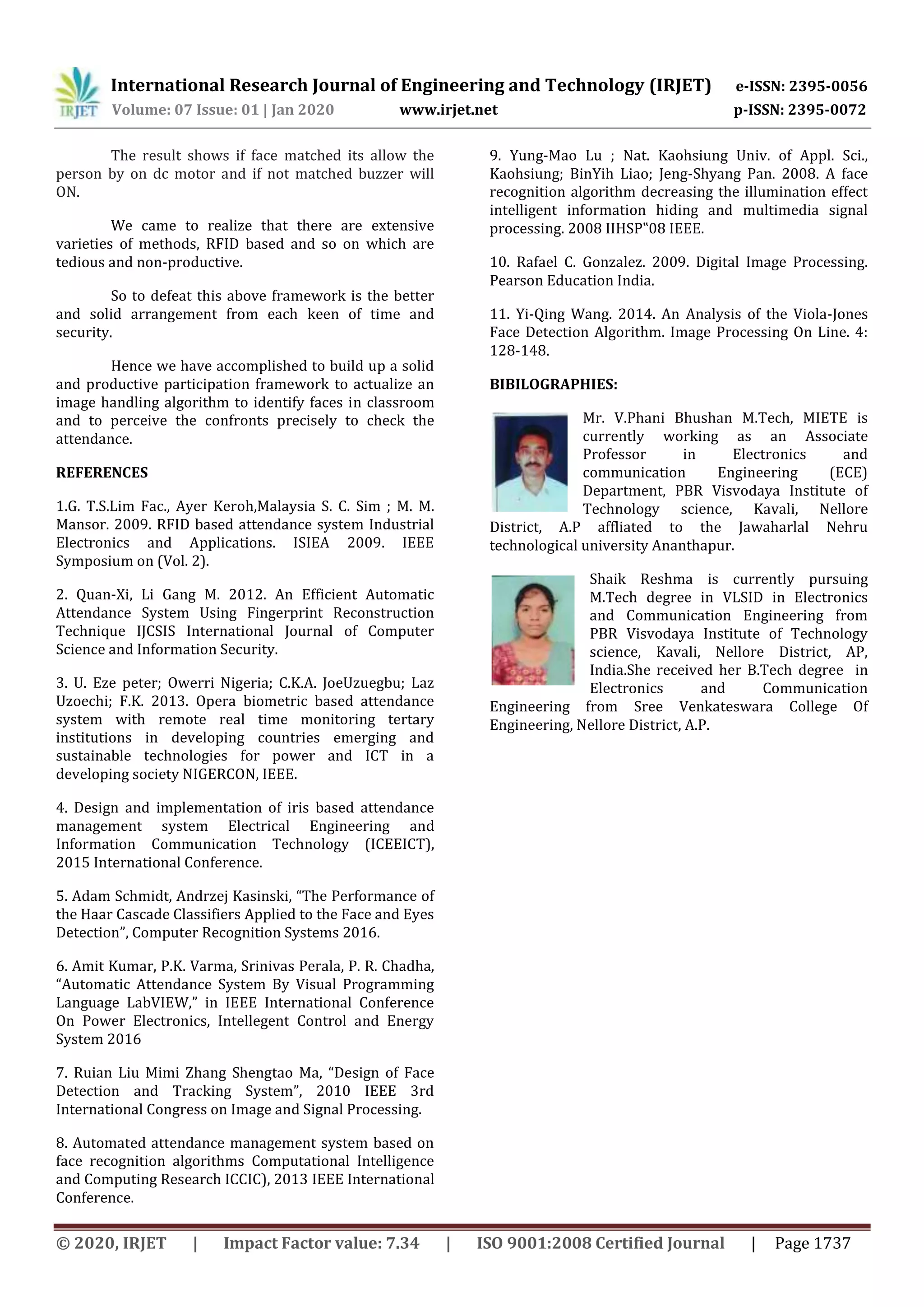 IRJET- Face Recognition based Attendance System using Raspberry Pi | PDF | Computing ...