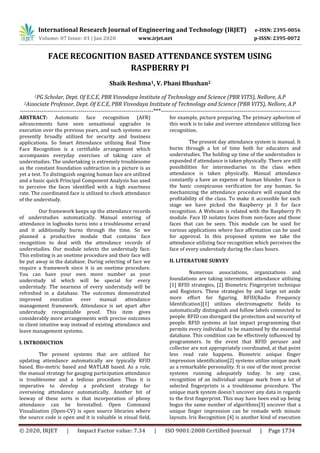 IRJET- Face Recognition based Attendance System using Raspberry Pi | PDF | Computing ...