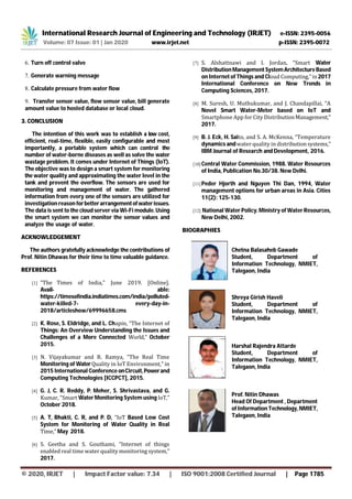 IRJET- Advanced Water Quality Monitoring with IoT | PDF