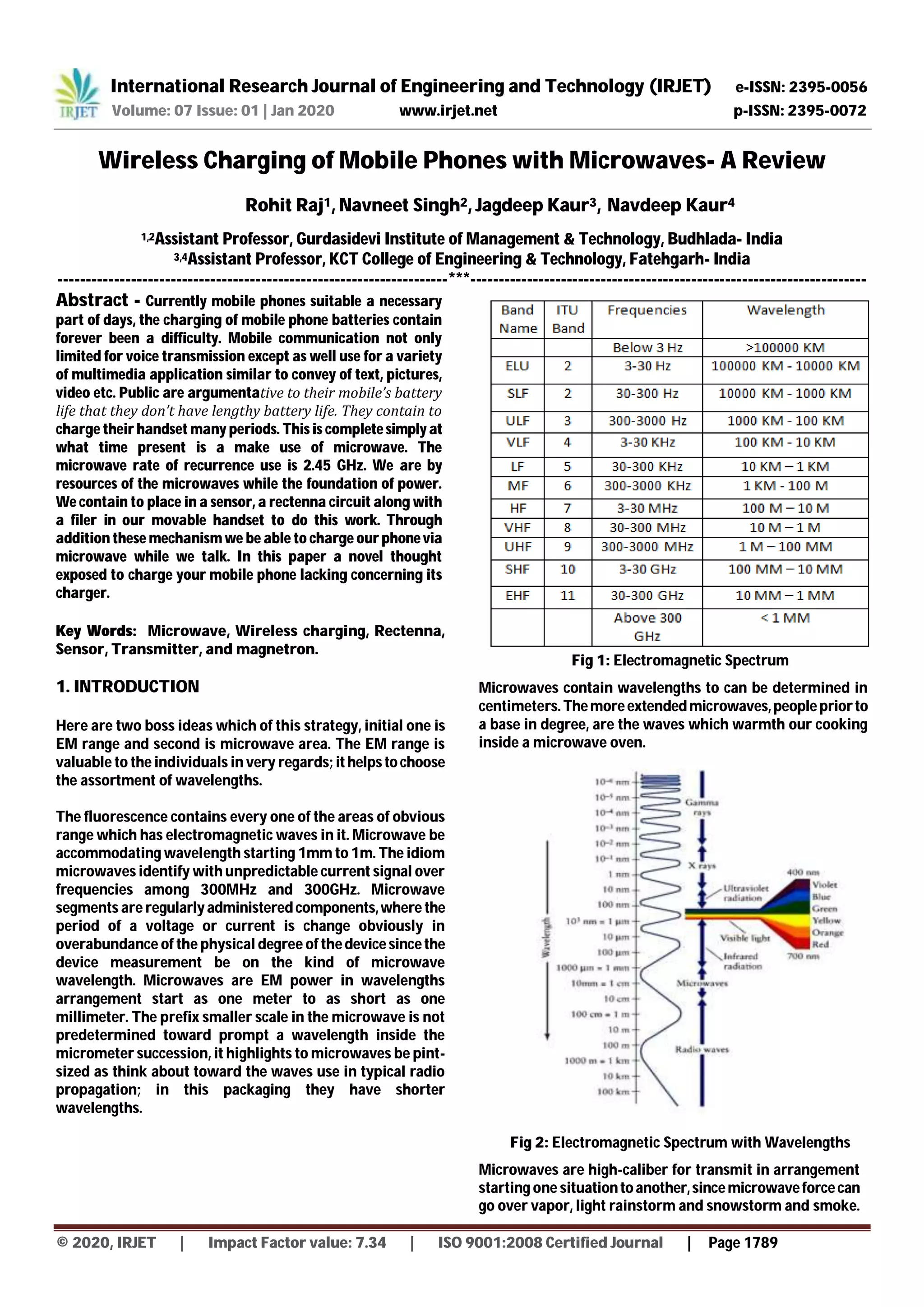 IRJET- Wireless Charging of Mobile Phones with Microwaves- A Review | PDF