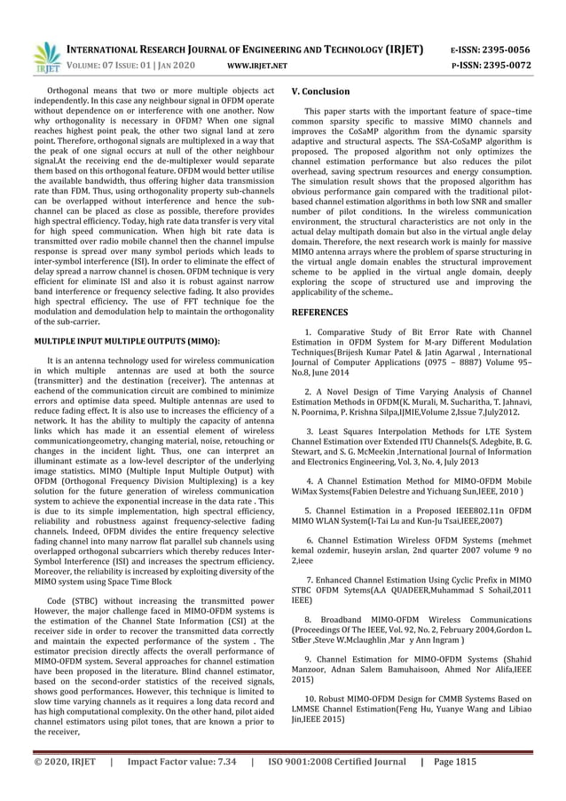 IRJET- Design of Low Complexity Channel Estimation and Reduced BER in 5G Massive MIMO OFDM ...