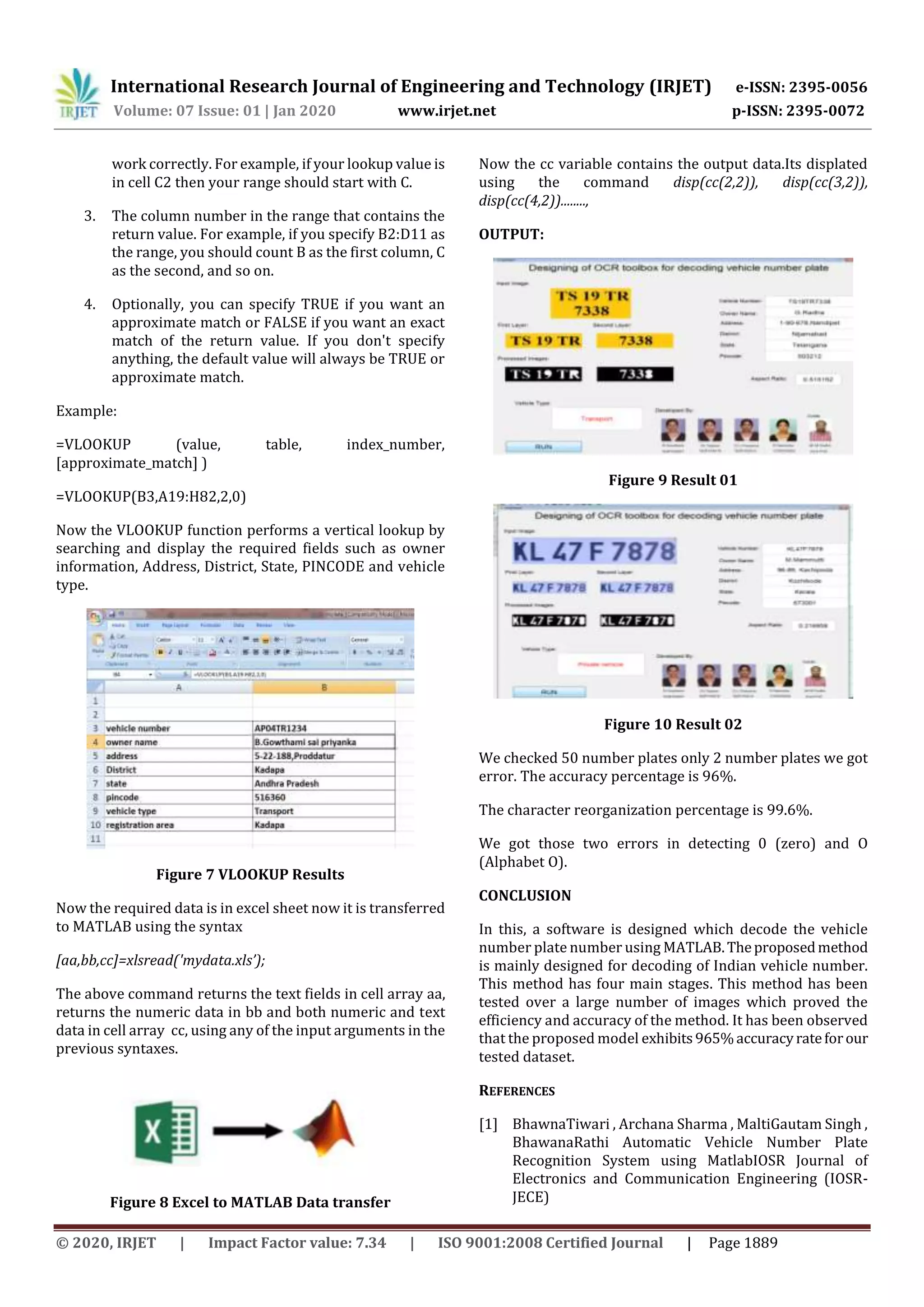 IRJET- Designing of OCR Tool Box for Decoding Vehicle Number Plate using MATLAB | PDF
