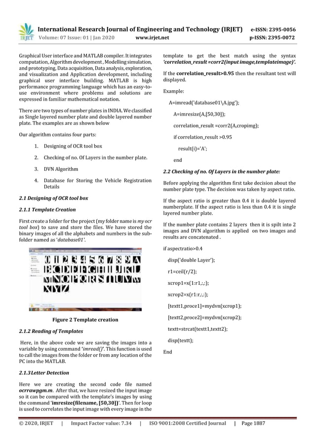 IRJET- Designing of OCR Tool Box for Decoding Vehicle Number Plate using MATLAB | PDF