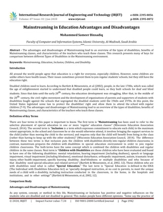 IRJET- Mainstreaming in Education Advantages and Disadvantages | PDF