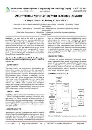 IRJET- Smart Vehicle Automation with Blackbox using IoT | PDF