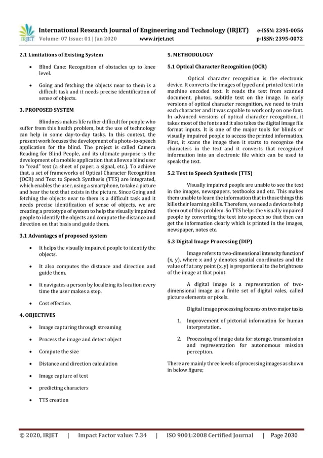 IRJET- Navigation and Camera Reading System for Visually Impaired | PDF | Eye and Vision ...