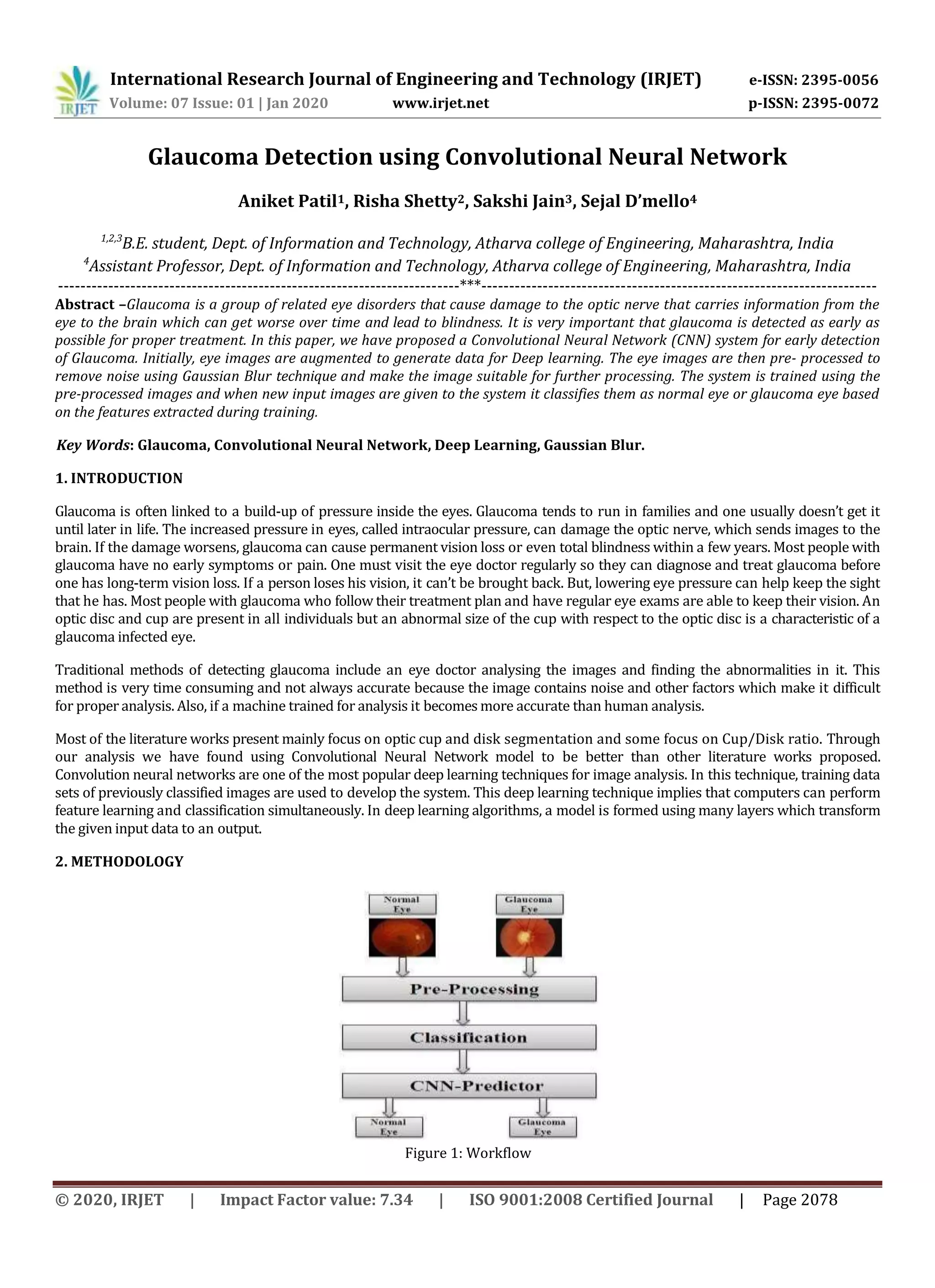 IRJET- Glaucoma Detection using Convolutional Neural Network | PDF