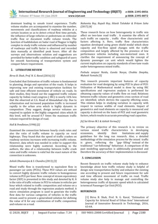 IRJET- Review Paper on Estimate Traffic Volume and Geometric Design on Selected Stretch of Road ...