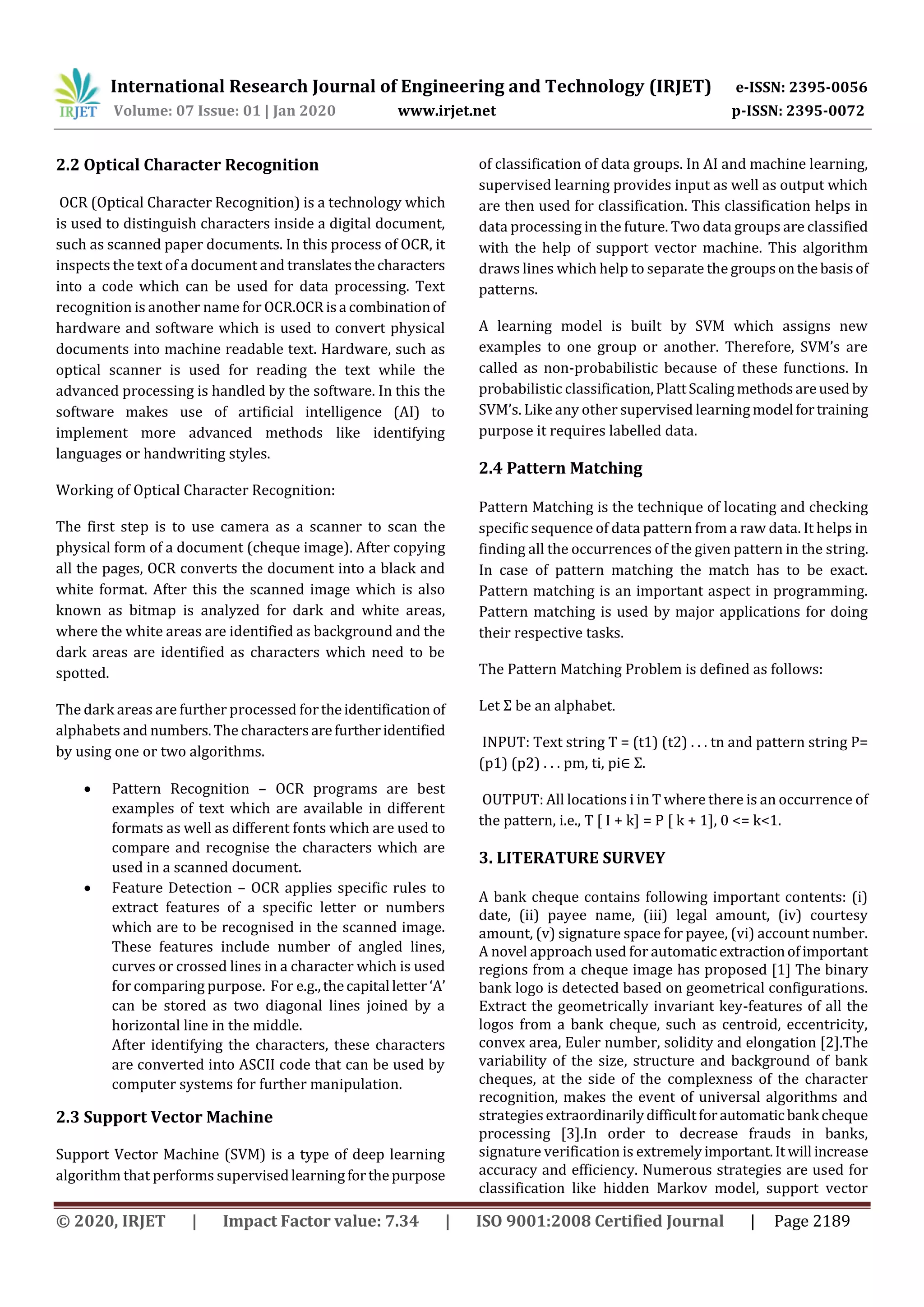 IRJET- Cheque Bounce Detection System using Image Processing | PDF