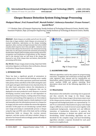 IRJET- Cheque Bounce Detection System using Image Processing | PDF