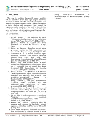 IRJET- Implementation of Recursive Digital Sinusoidal Signal Generator ...
