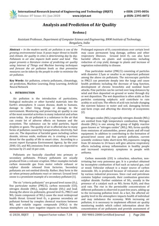 IRJET- Analysis and Prediction of Air Quality | PDF