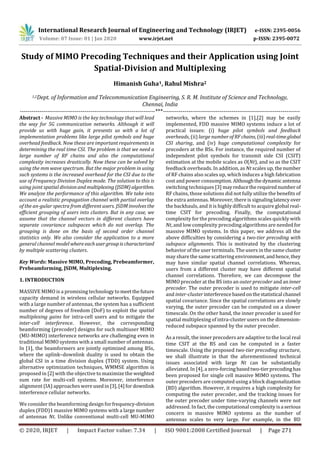 IRJET- Study of MIMO Precoding Techniques and their Application using ...