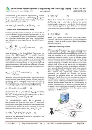 IRJET- Study of MIMO Precoding Techniques and their Application using Joint Spatial-Division and ...
