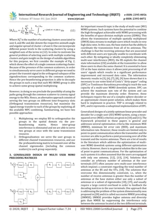 IRJET- Study of MIMO Precoding Techniques and their Application using Joint Spatial-Division and ...