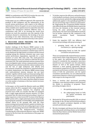 IRJET- Study of MIMO Precoding Techniques and their Application using Joint Spatial-Division and ...