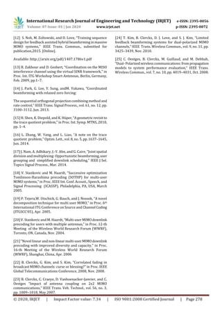 IRJET- Study of MIMO Precoding Techniques and their Application using Joint Spatial-Division and ...