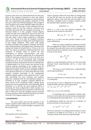 IRJET- Performance Analysis of Cryogenically Treated Vanadis23 Tool ...