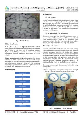IRJET- Exploratory Investigation on Light Weight Concrete with Pumice ...