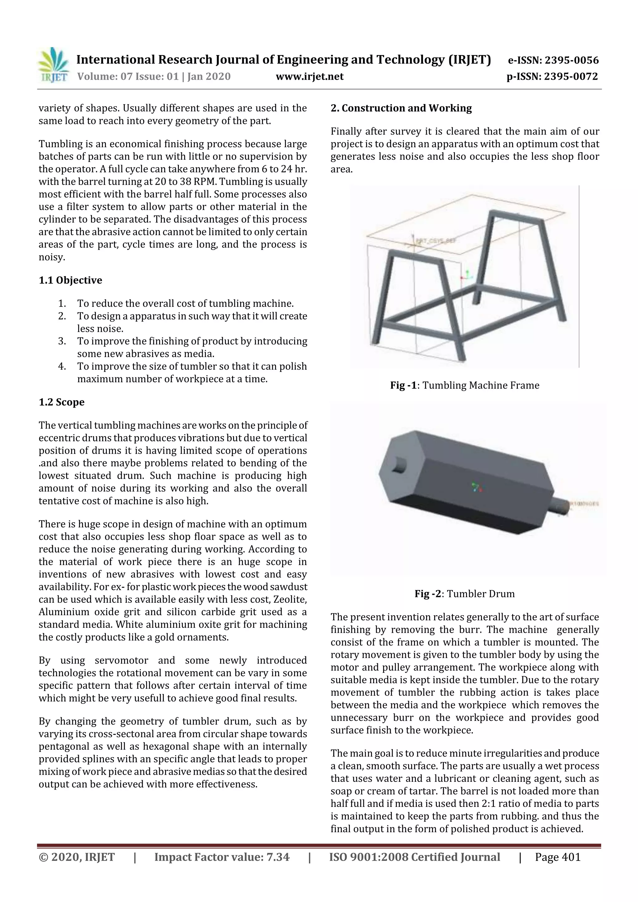 IRJET- Design and Manufacturing of Tumbling Machine | PDF