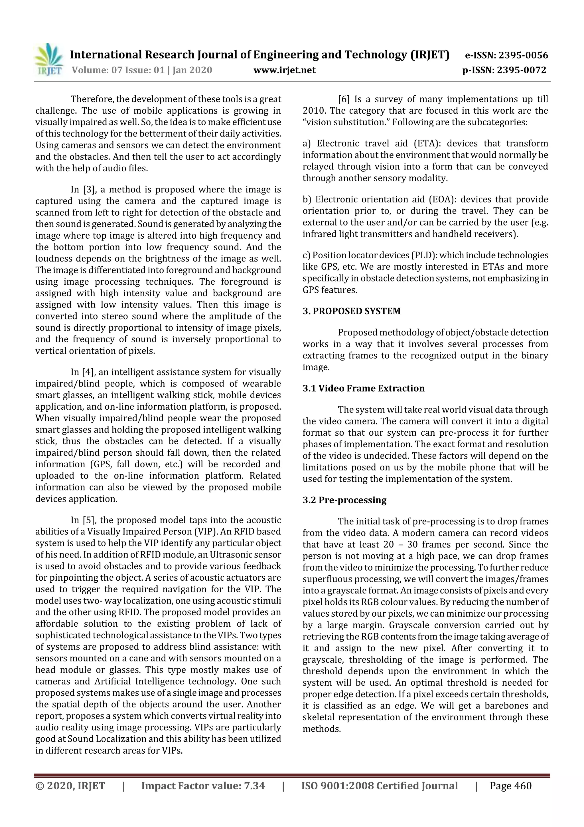 IRJET- Assistant Systems for the Visually Impaired | PDF