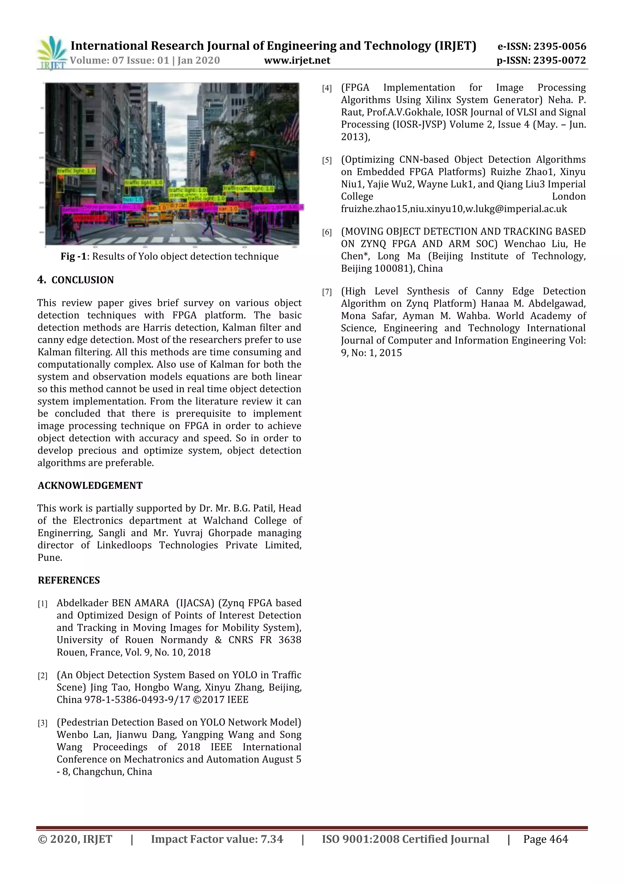 Irjet A Review Paper On Object Detection Using Zynq 7000 Fpga For An