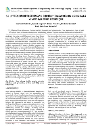 IRJET- An Intrusion Detection and Protection System by using Data Mining Forensic Technique | PDF
