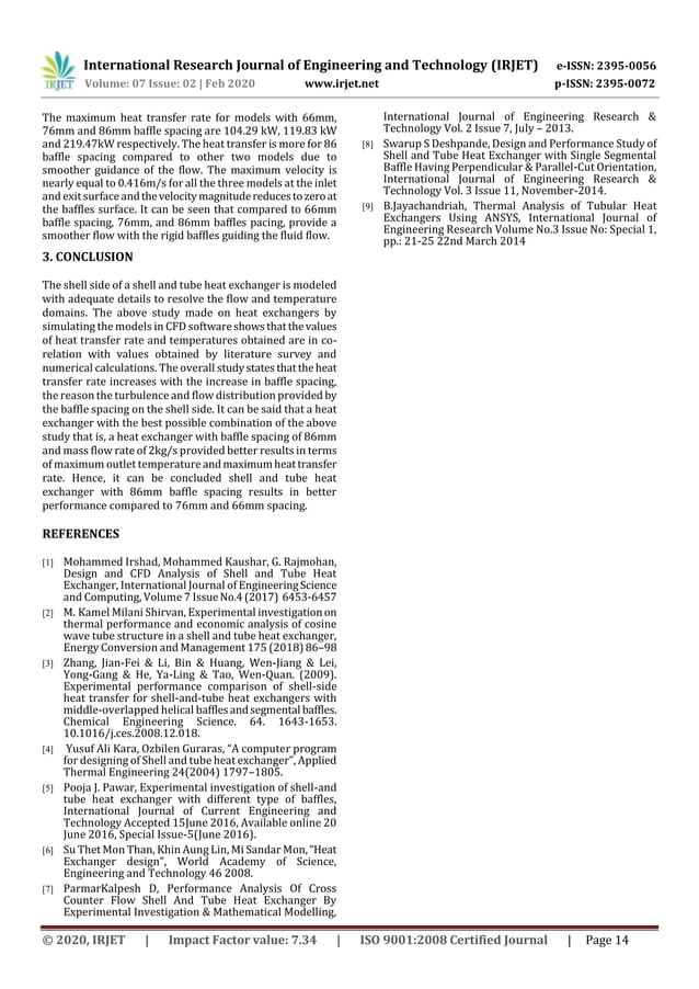 Irjet Parametric Investigation To Evaluate The Effect Of Baffle Configuration On The Heat