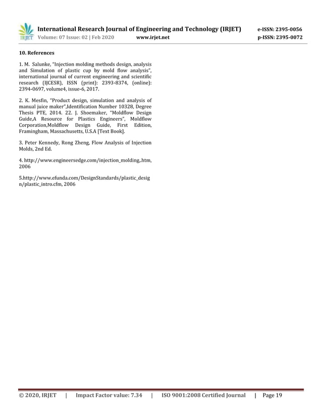 IRJET- Injection Molding Methods Design, Optimization and Simulation of Plastic Cap by Mold Flow ...