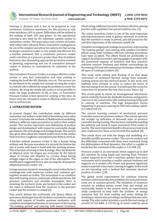 IRJET- Experimental Analysis of Cumulative Pressure Cooker System | PDF